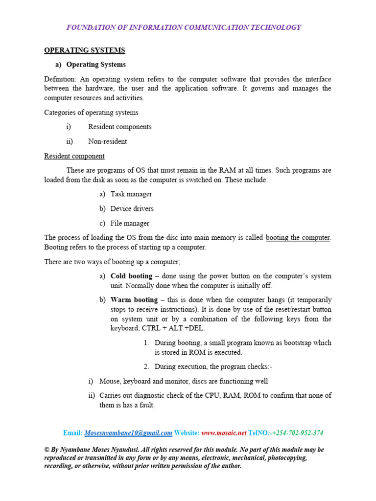 Operating System Notes-1 | PDF | Operating System | Computer File Operating System Notes-1 | PDF | Operating System | Computer File