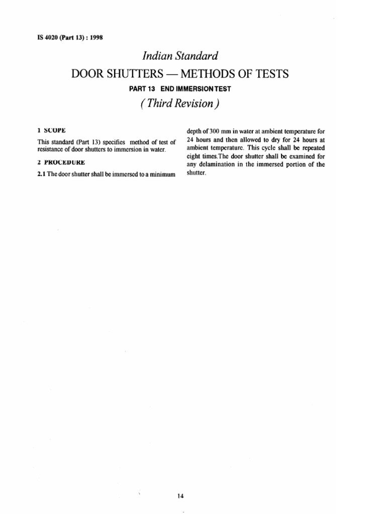 End Immersion Test - ISI | PDF
