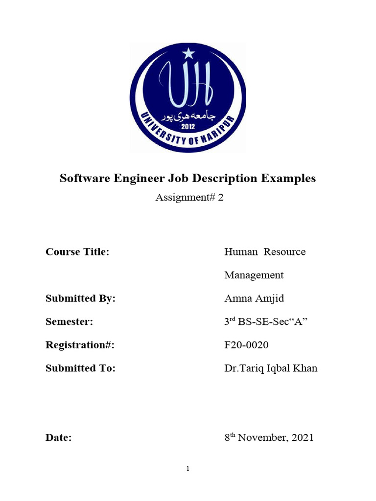 HRM Job Description Ass# 2 | PDF | Computer Network | Troubleshooting