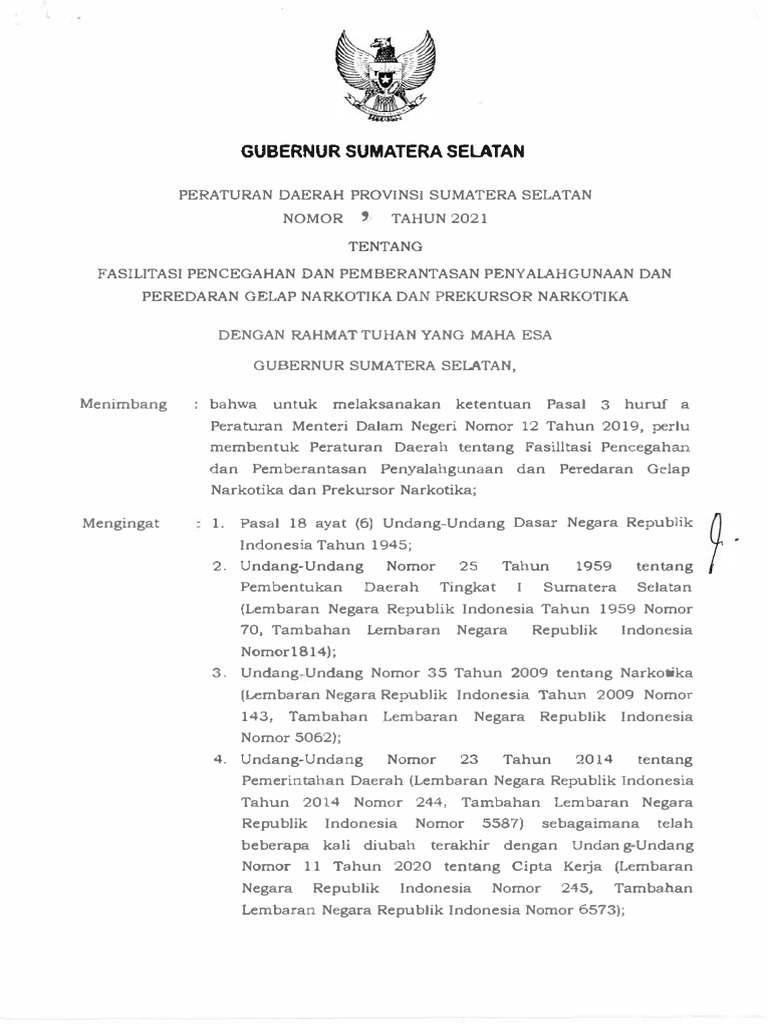 Perda Sumsel No 9 Tahun 2021 | PDF Perda Sumsel No 9 Tahun 2021 | PDF