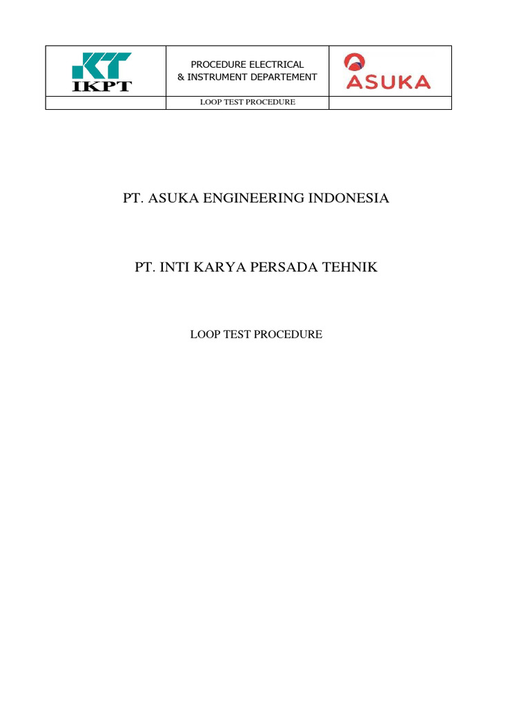 Loop test Procedure | PDF | Calibration | Pressure Measurement
