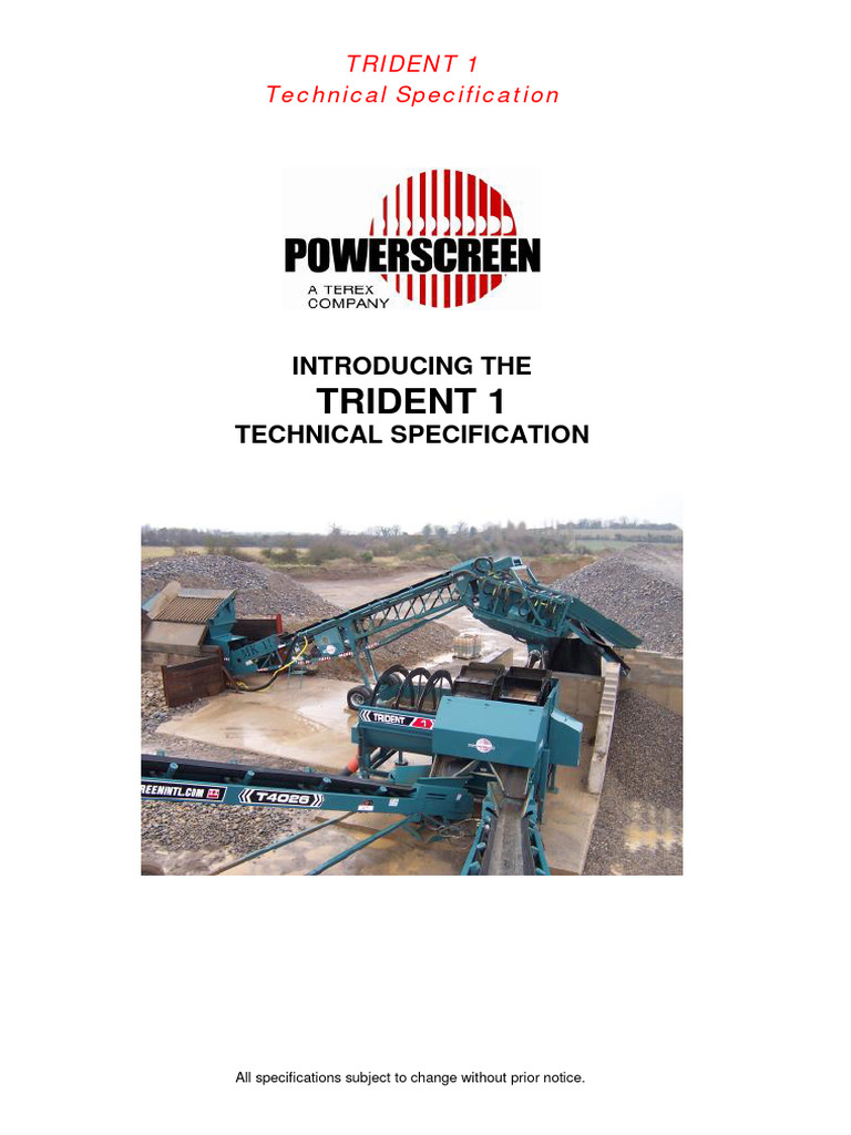 Trident 1 Dewaterer Technical Specs | PDF | Concrete | Mechanical Engineering