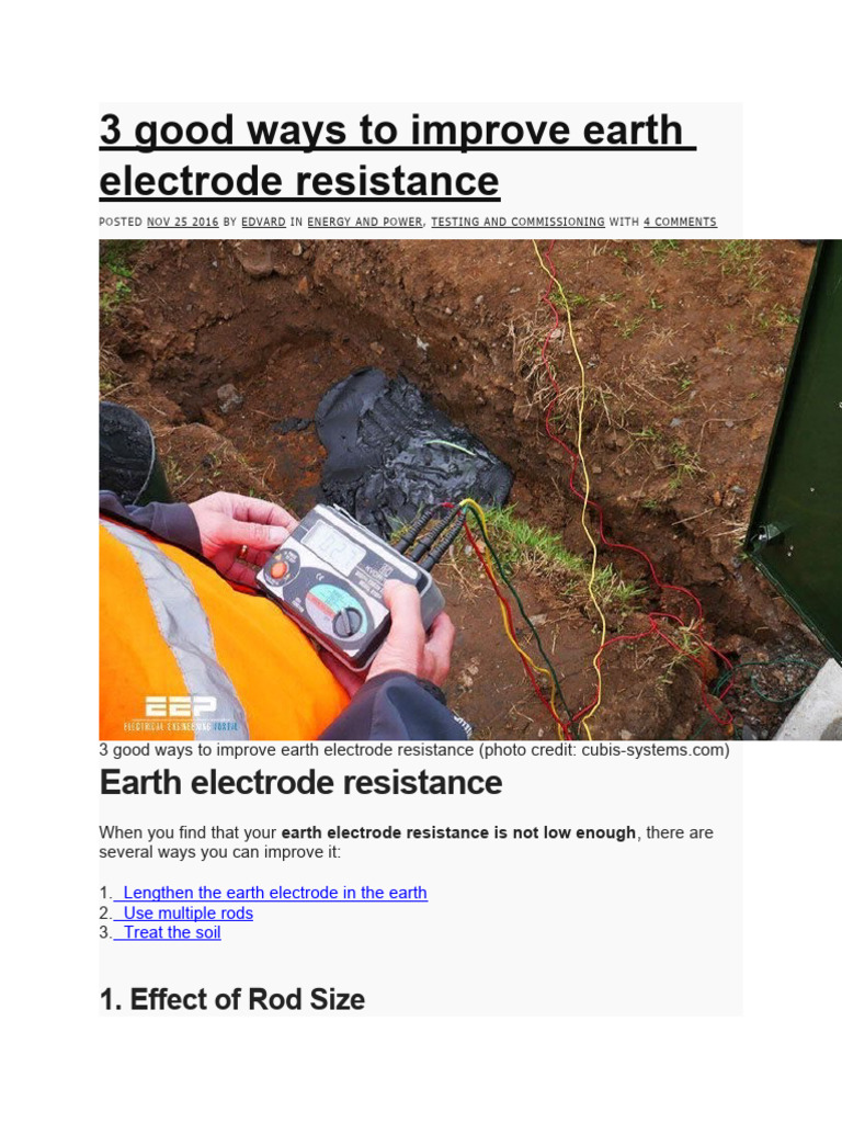 3 Good Ways To Improve Earth Electrode Resistance | PDF | Soil | Earth
