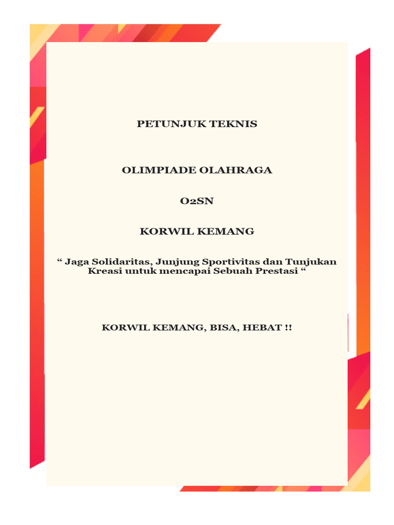 Juknis O2sn Korwil Kemang | PDF