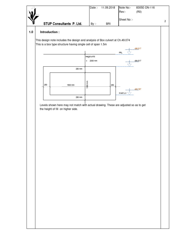 8305E-DN-112 (R0) - Design of RCC Box Culvert 1.5x1.5 - 2mfill - 3 | PDF