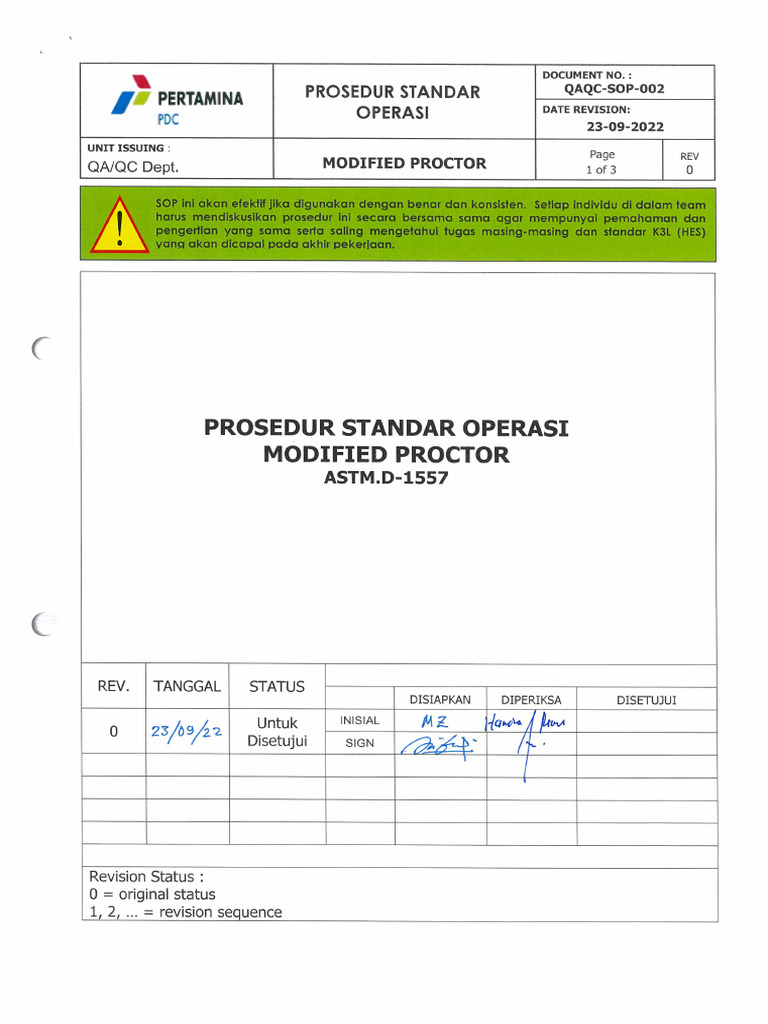 Qaqc-Sop-002 Sop Modified Proctor | PDF