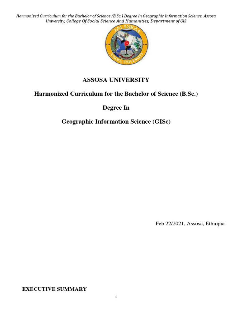 Harmonized Curriculum - GIS - Assosa University - Final | PDF | Geographic Information System ...
