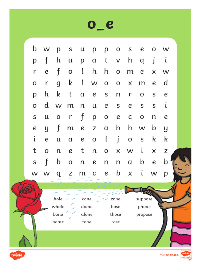 O-E Word Search With Word Bank | PDF