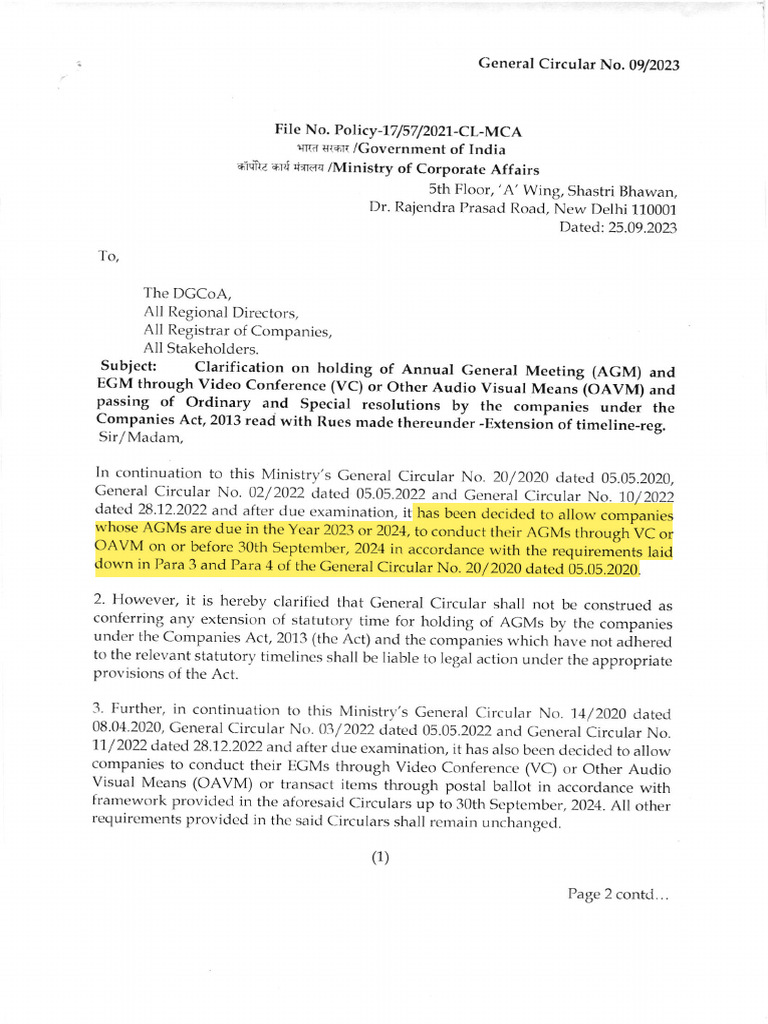 Clarification On Holding of AGM1 20230925 | PDF