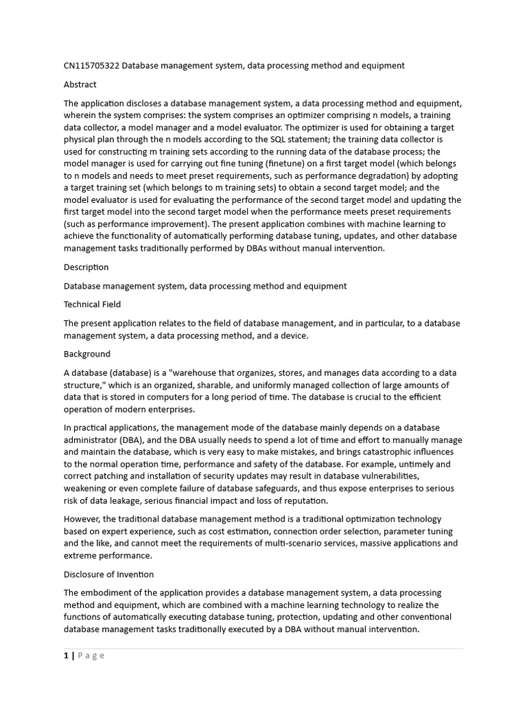 CN115705322 Database Management System | PDF | Artificial Neural ... CN115705322 Database Management System | PDF | Artificial Neural ...