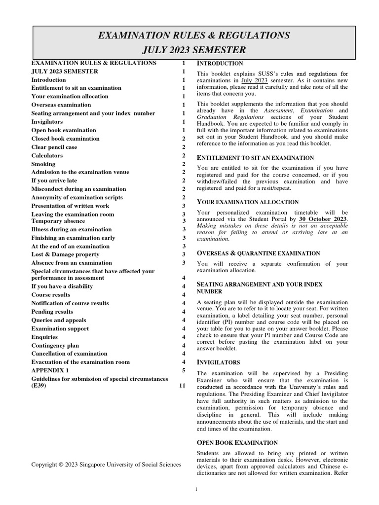 Examination Rules and Regulations - 202307 | PDF