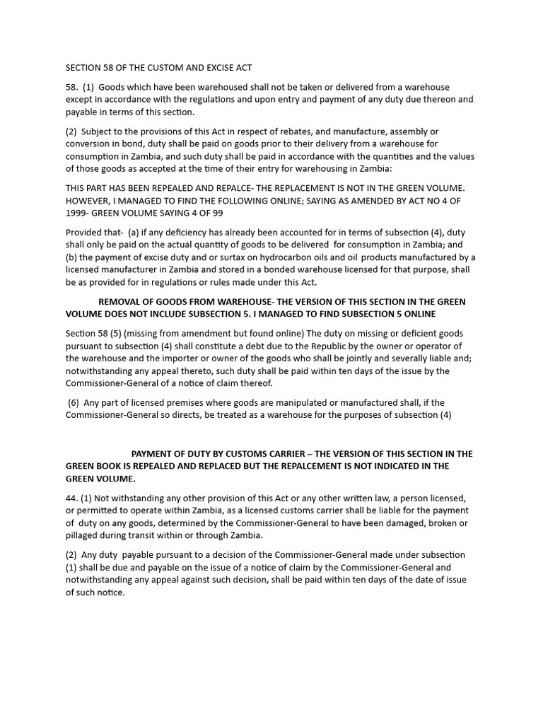 Custom And Excise Department