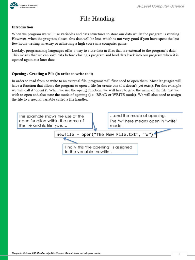 1.2.10 File Handling | PDF | Computer File | Control Flow