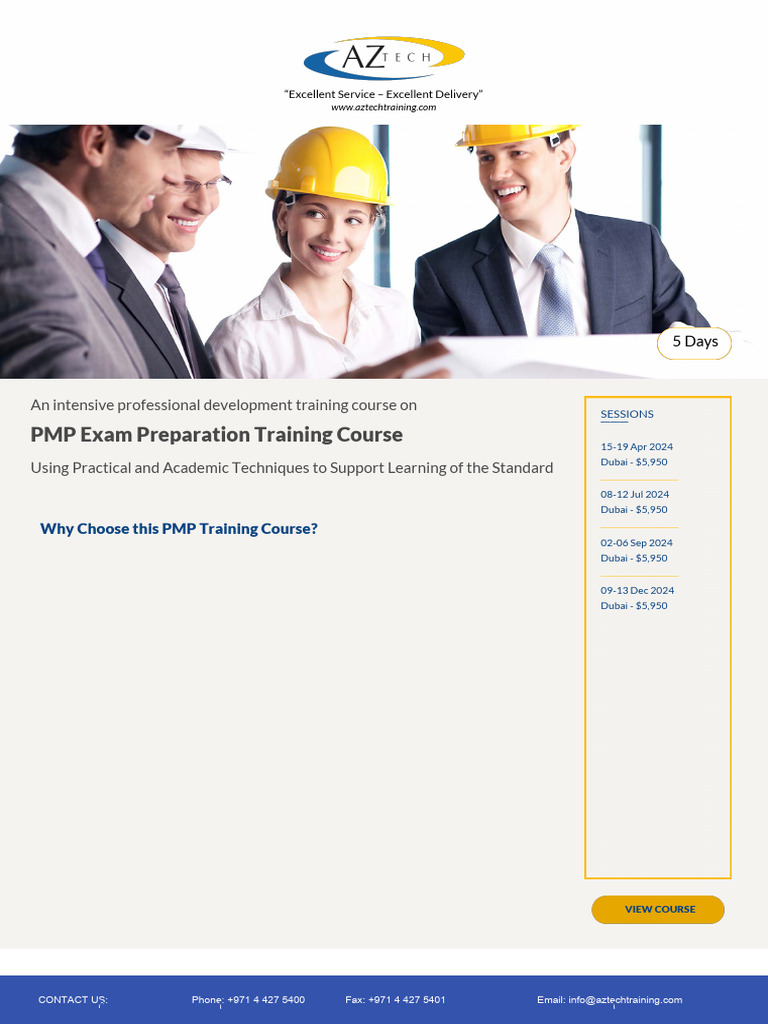 Aztech Training Consultancy Pmp Exam Preparation Training Course | PDF ...