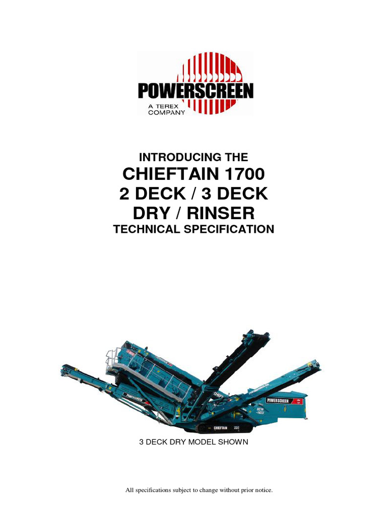 Chieftain 1700 Dry - Rinser | PDF | Belt (Mechanical) | Pump