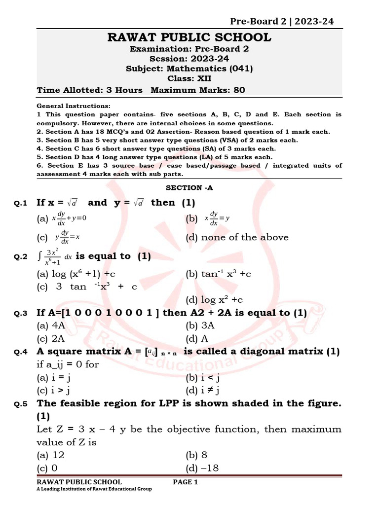 12 Maths | PDF | Equations | Mathematics