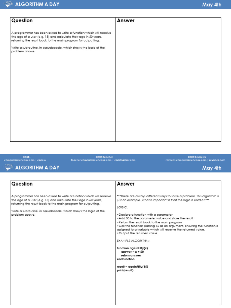05 04 Subroutines Algorithm 4 Download Free Pdf Parameter Computer Programming 