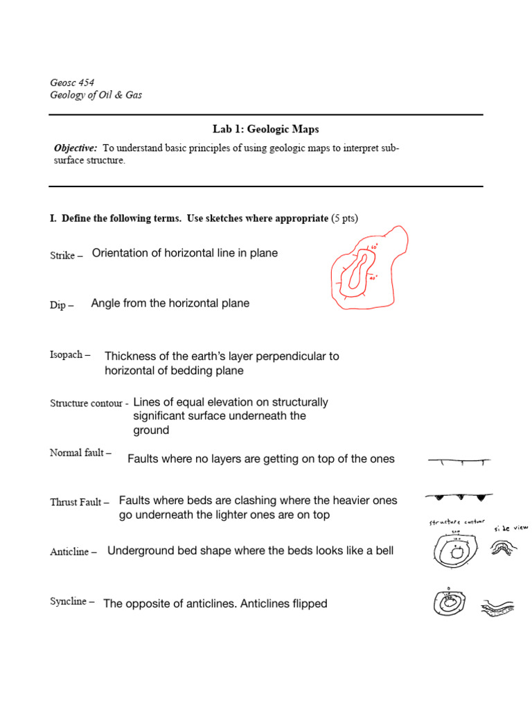Lab1 | PDF | Contour Line | Fault (Geology)