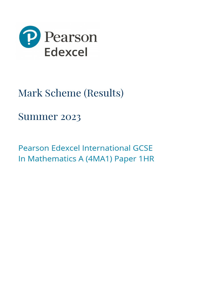 03c IGCSE Maths 4MA1 1HR May 2023 Mark Scheme PDF | PDF | Mathematics