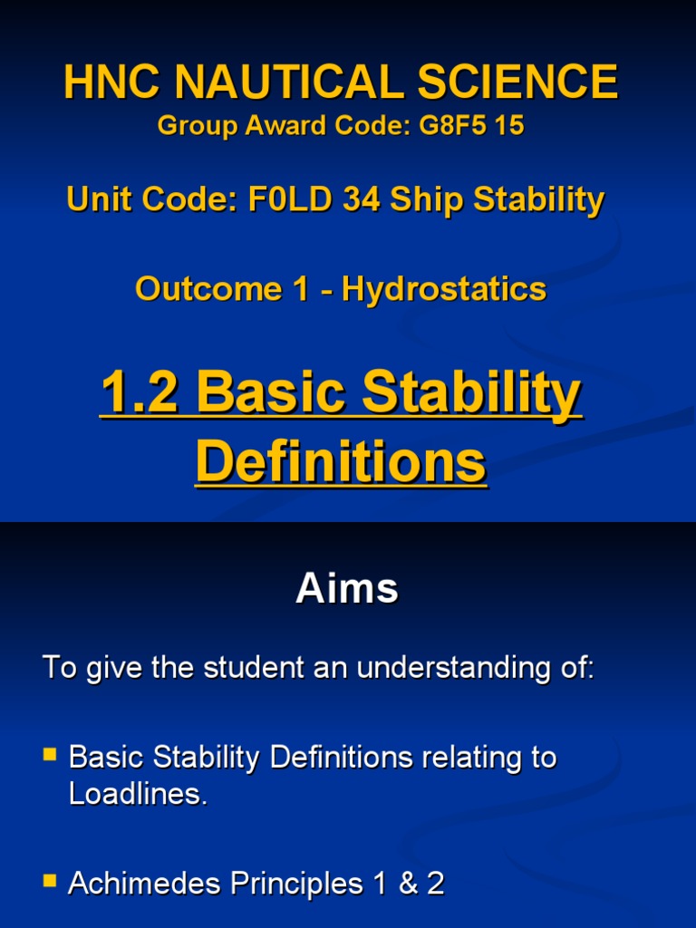 Ship Stability, Basic Stability Definitions | PDF | Buoyancy | Hull ...