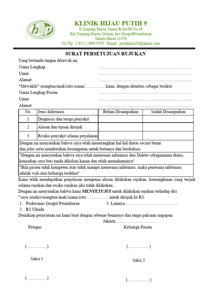 Form Persetujuan Rujukan | PDF