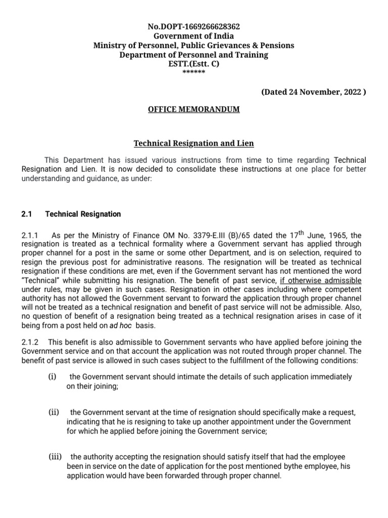 Technical Resignation and Lien | PDF | Pension | Common Law