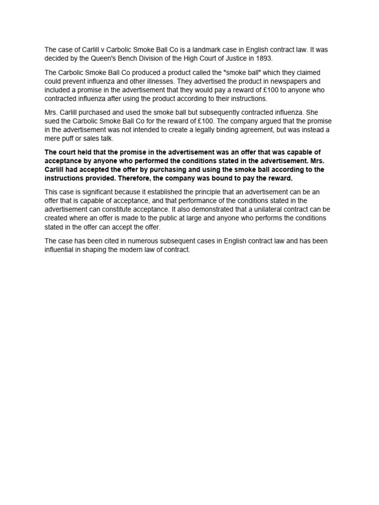 Smoke Ball Case | PDF