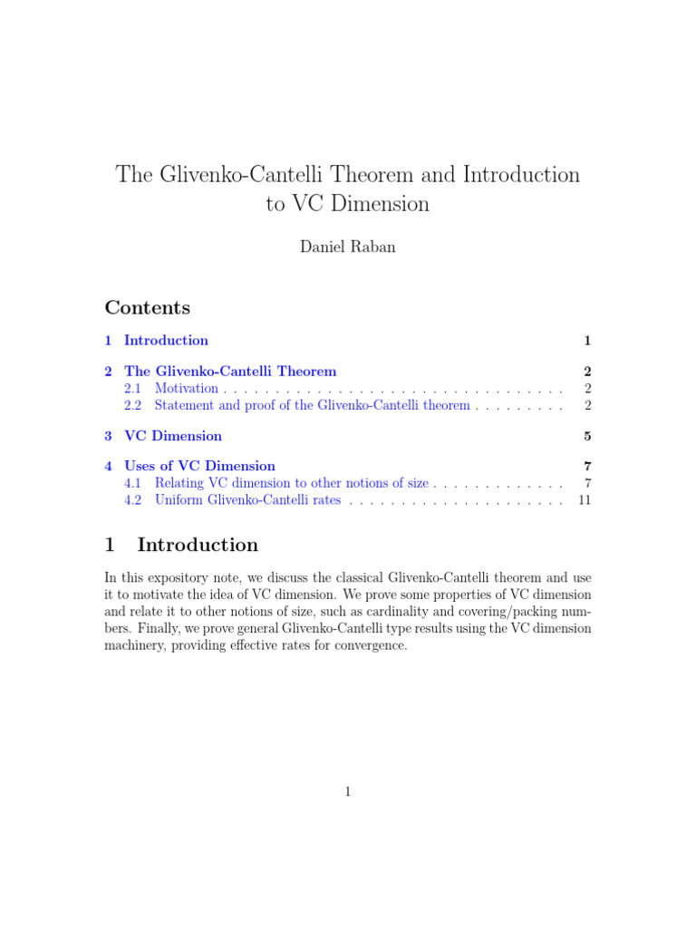 VC Dimension and Glivenko Cantelli Notes | PDF | Theorem | Mathematics