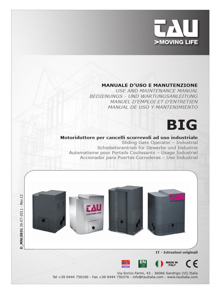 Tau-Big18-Electric Gate Manual | PDF | Switch | Automation