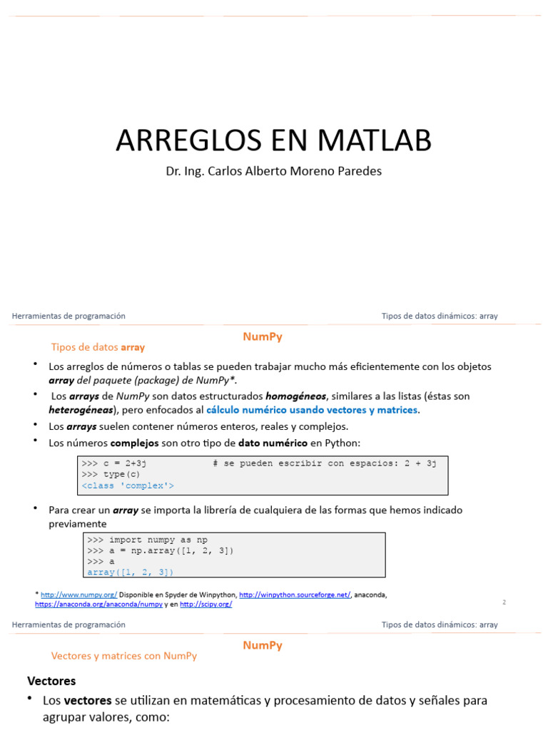 Clase - 8 - ARREGLOS EN Python | PDF | Ingeniería de software | Matemáticas