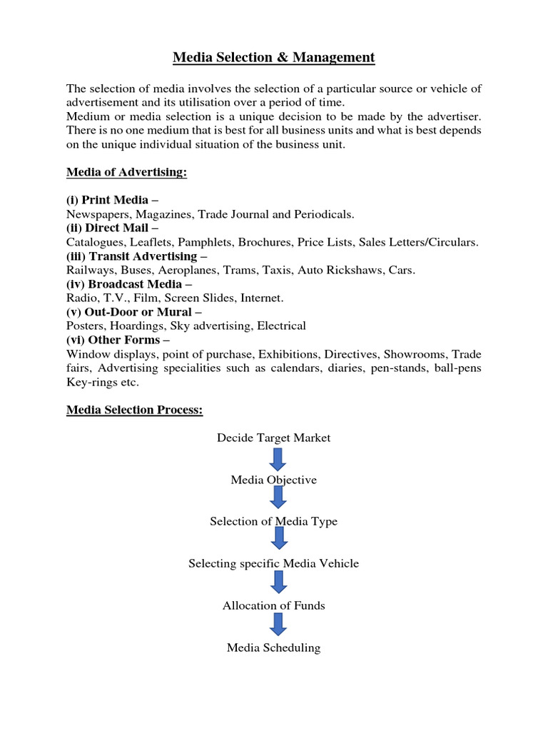 Unit-3 Media Selection & Management | PDF | Advertising | Mass Media