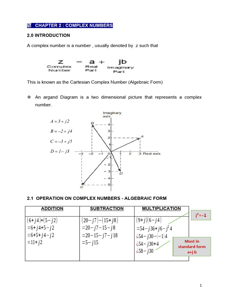CHAPTER 2.1 Complex Numbers | PDF | Electrical Impedance | Electronic ...