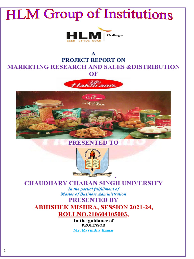 Marketing Project Report On Haldiram S | PDF | Retail | Marketing