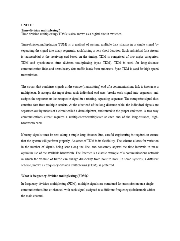 Unit II Notes | PDF | Routing | Channel Access Method