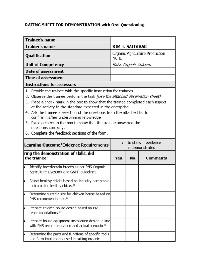 Oap Ncii - Rating Sheet For Demo | Download Free PDF | Soil | Compost