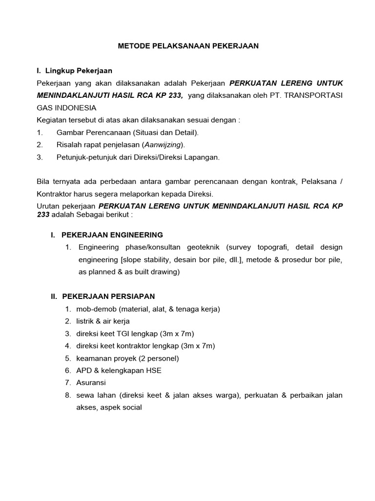 Metode Perkuatan Lereng Untuk Menindaklanjuti Hasil Rca KP 233 | PDF