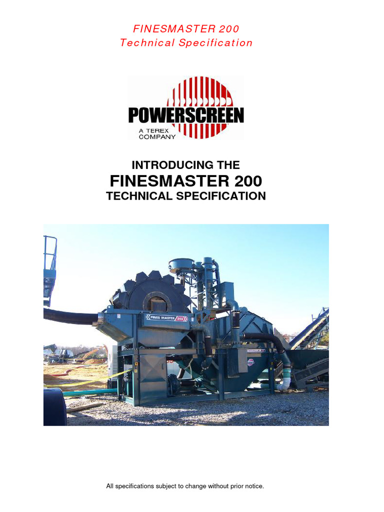 Finesmaster 200 Technical Overview | PDF | Pump | Sand