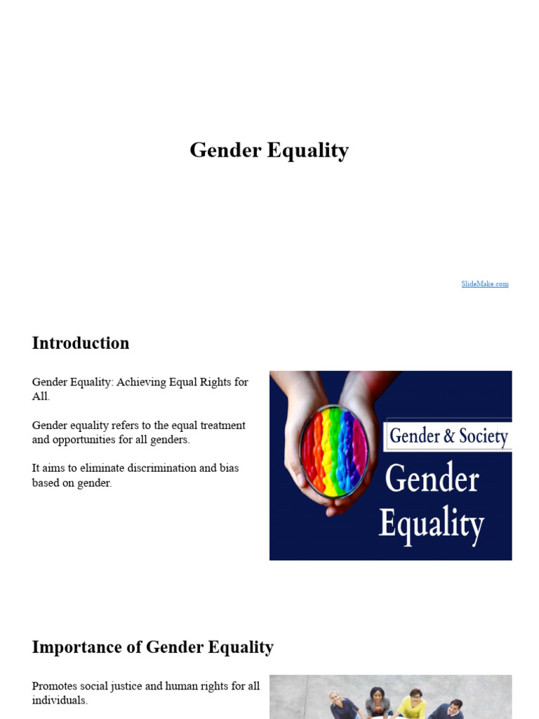 Gender Equality | PDF | Gender Studies | Gender Equality