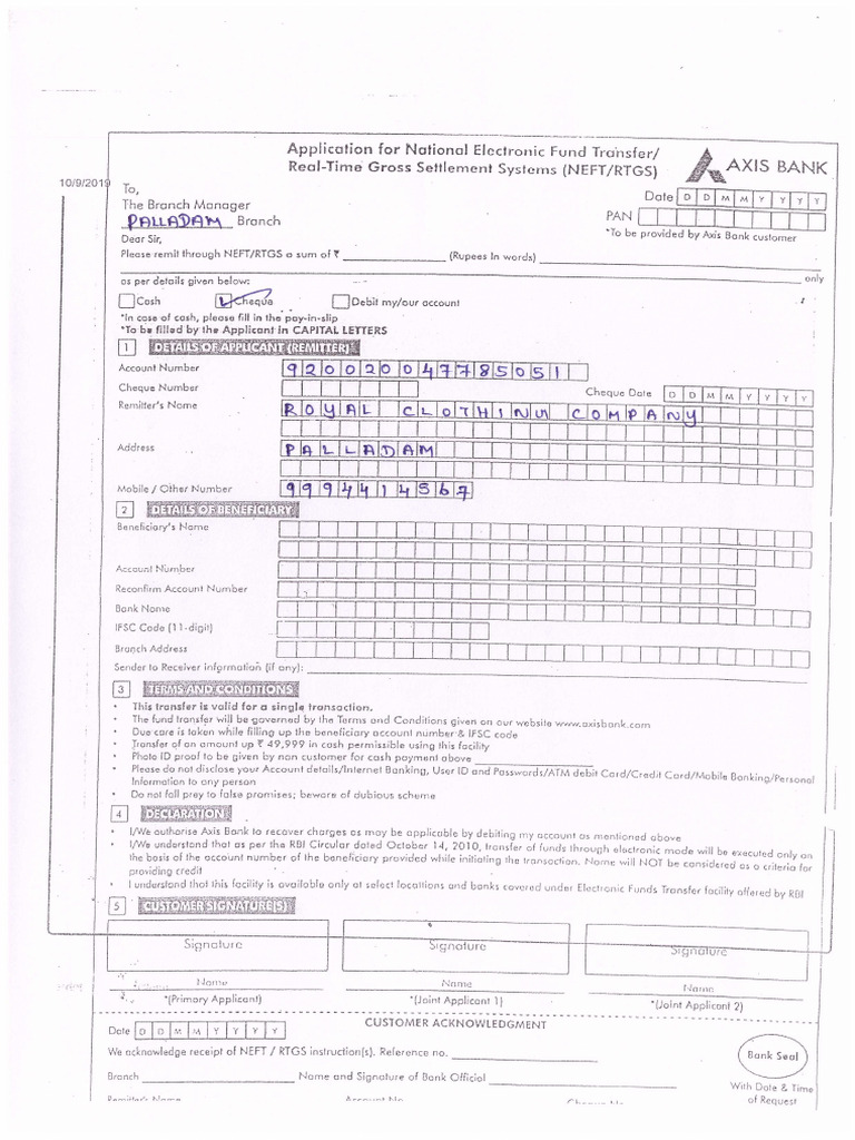 Rcc-neft Rtgs Form | PDF Rcc-neft Rtgs Form | PDF