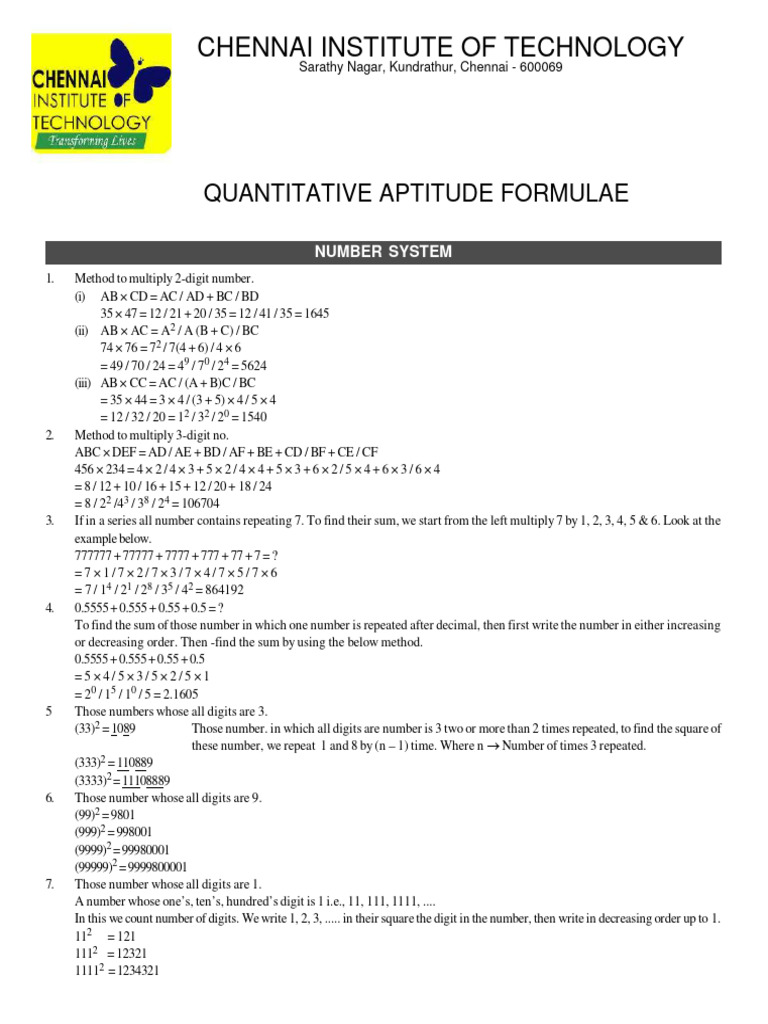 Aptitude Formulae | PDF | Circle | Triangle