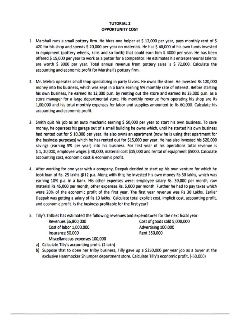 Economics Tutorial Complete Solution | PDF