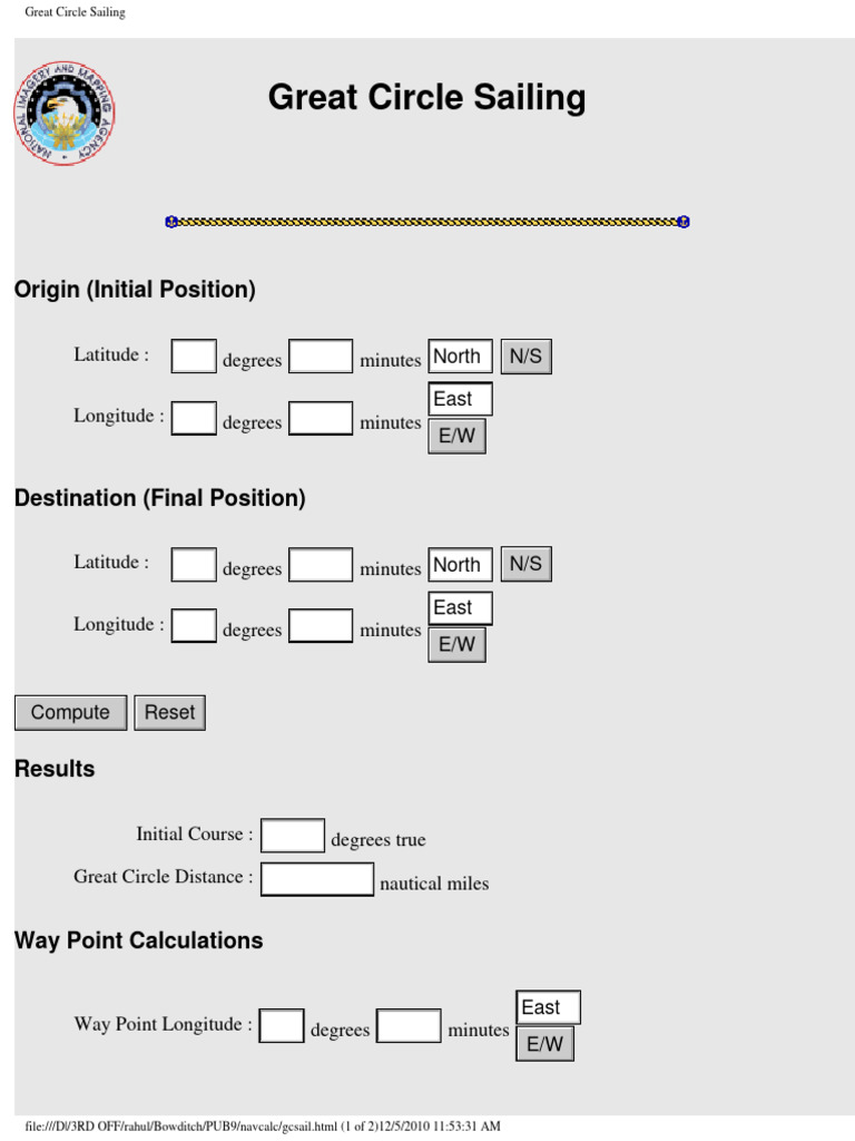 Great Circle Sailing | PDF