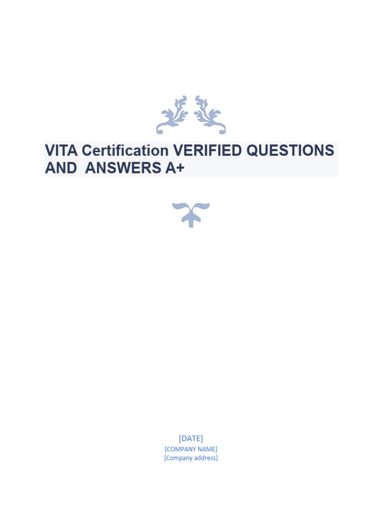 Vita Certification Verified Questions and Answers A | PDF | Cost Of ...
