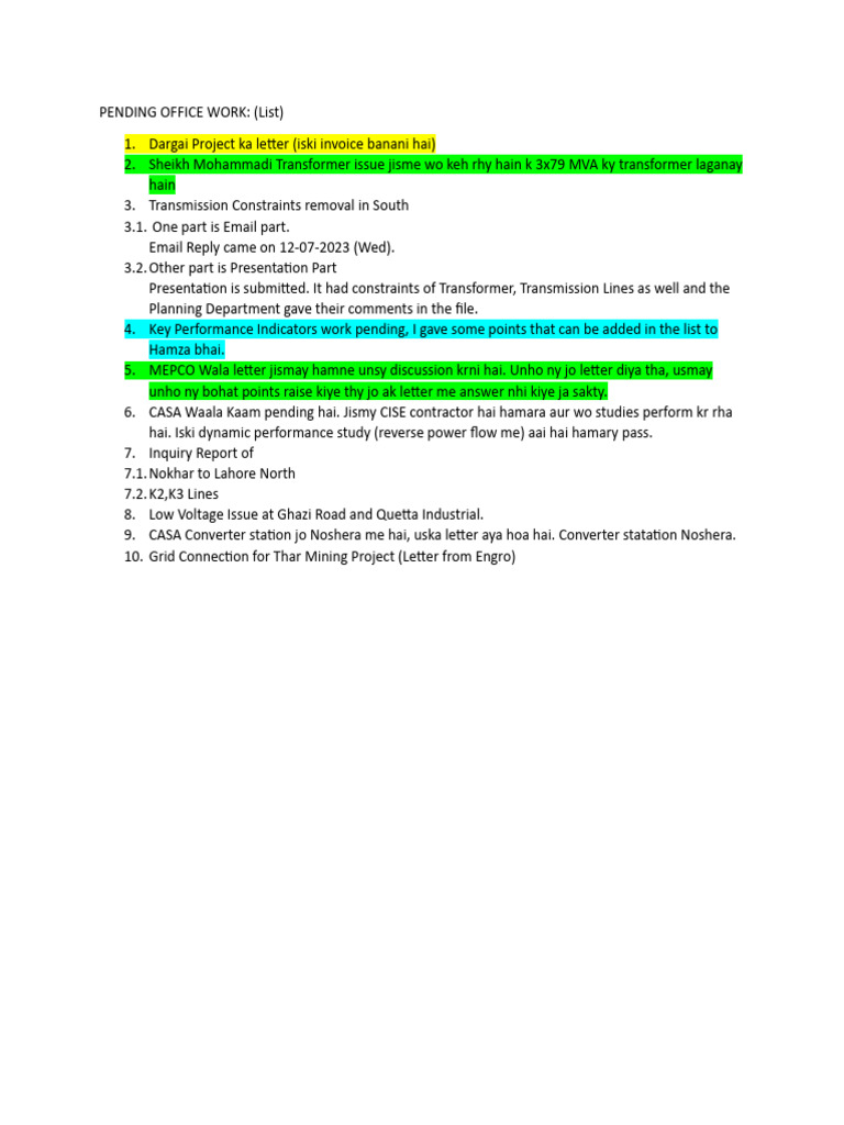 PENDING OFFICE WORK | PDF