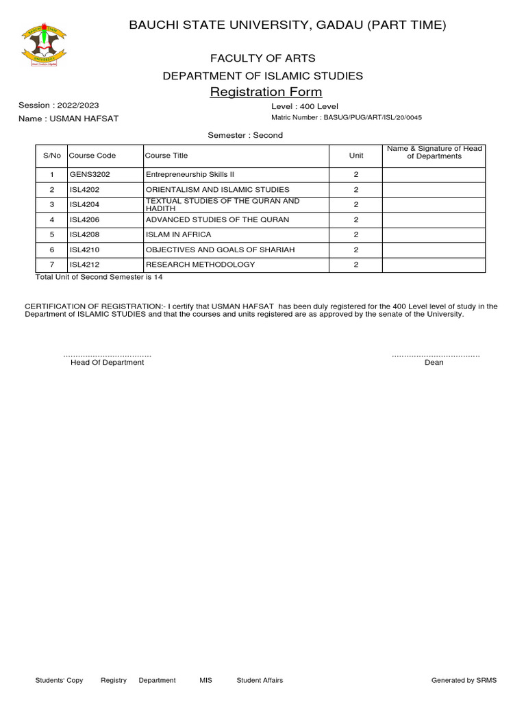 BASUG Part-Time Registration Form | PDF