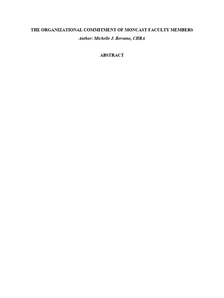 The Organizational Commitment of Moncast Faculty Members (Final) | PDF ...