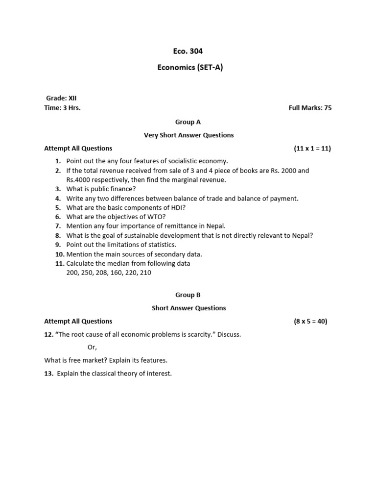 SET-A-1 (5 Files Merged) | PDF | Economics | Labour Economics