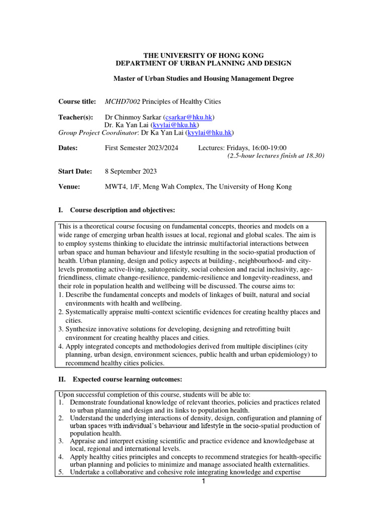 Principles of Healthy Cities Course | PDF | Theory | Knowledge