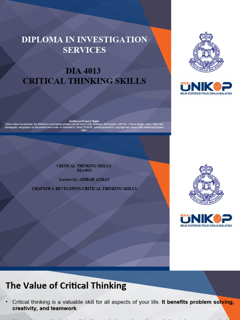 Chapter 4 - Developing Critical Thinking Skills | PDF | Deductive Reasoning | Inductive Reasoning