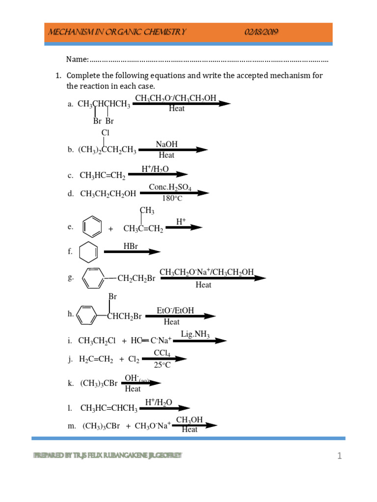 Organic Chemistry Mechanisms | PDF | Science & Mathematics | Technology ...